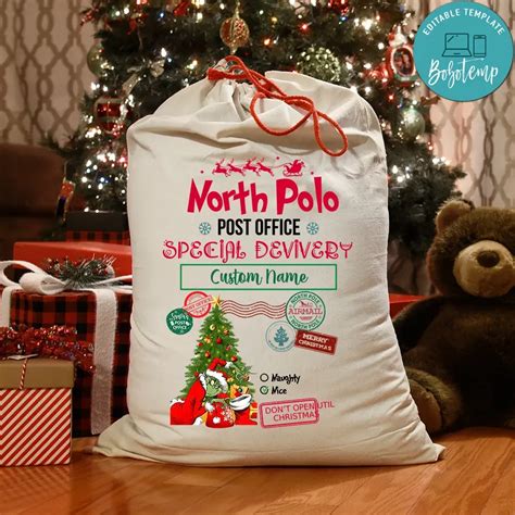 Grinch Santa Sack Png Svg File Template Bobotemp