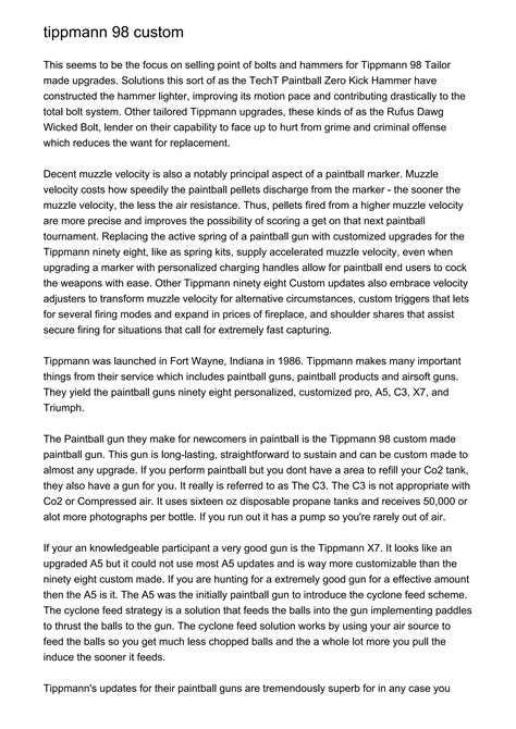 Tippmann 98 Custom Pdf