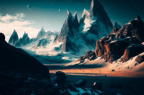 Premium Photo A Stunning Mountain Range With Jagged Peaks