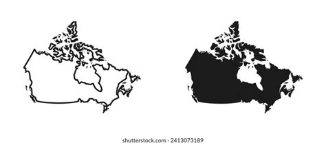 Canada Map Silhouette Linear Black Illustration Stock Vector Royalty