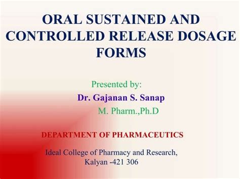 Controlled And Sustained Release Dosage Form Controlled Release Dosage Form Suistained Release