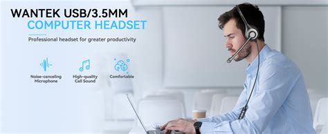 Wantek Usb Headset With Microphone Noise Cancelling And In Line Controls Wantek Computer