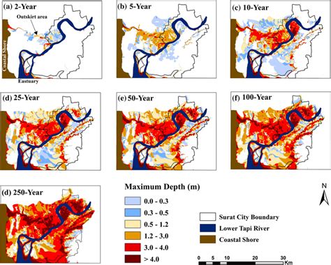 Flood Inundation Maps For Different Return Periods Derived From 1d 2d