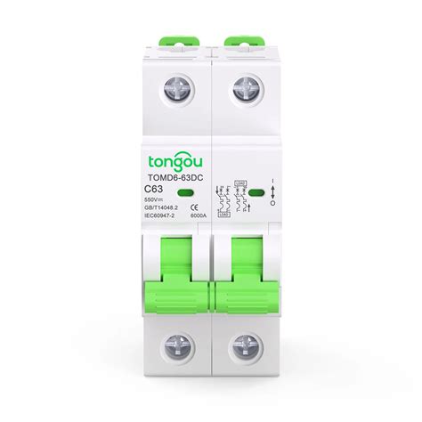 Tomd6dc 63 Mcb 2p 12v 550v Curve C Dc Miniature Circuit Breaker Solar Pv System Mcb Positive
