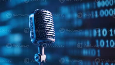 A Microphone In Front Of Digital Binary Code Symbolizing Technology