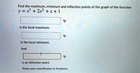 SOLVED Find The Maximum Minimum And Inflection Points Of The Graph Of The Function Y X X X I