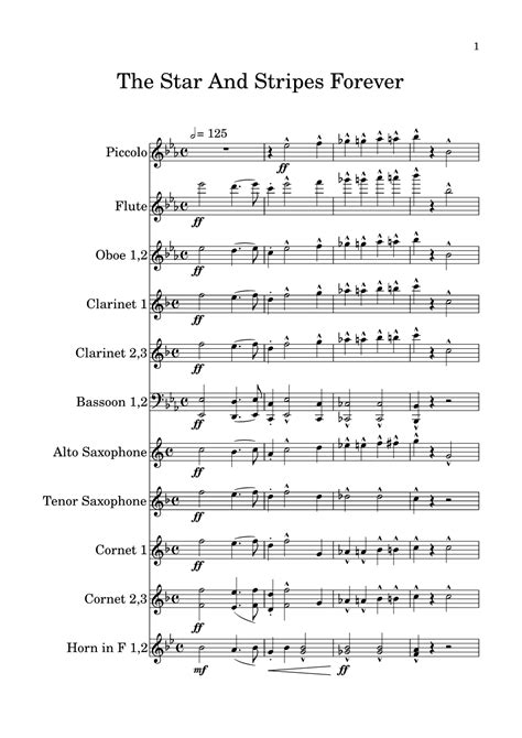 The Star And Stripes Forever Sheet Music For Flute Oboe Clarinet