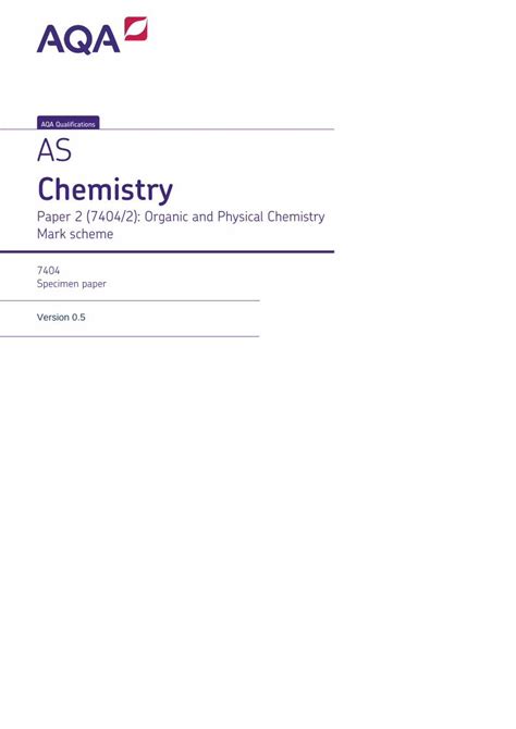 Pdf As Chemistry Specimen Mark Scheme Paper 2 · Aqa Qualifications As