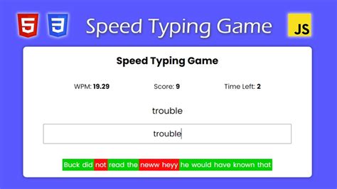 Build A Speed Typing Game With Html Css And Javascript Find Your Wpm