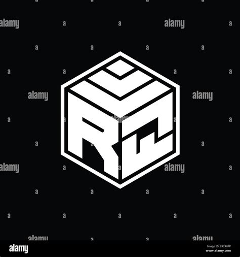 RQ Logo Monogram With Hexagon Geometric Shape Isolated Outline Design