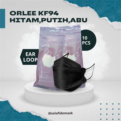 Jual ORLEE KF94 HITAM Isi 10 KF 94 WARNA 4PLY TERBARU MASKER KF 94
