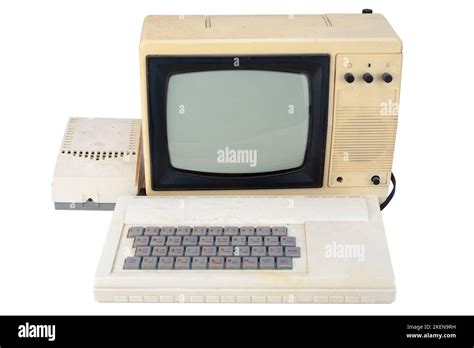 Hand Made Vintage 8 Bit Computer With Monitor From Tv Set Isolated On