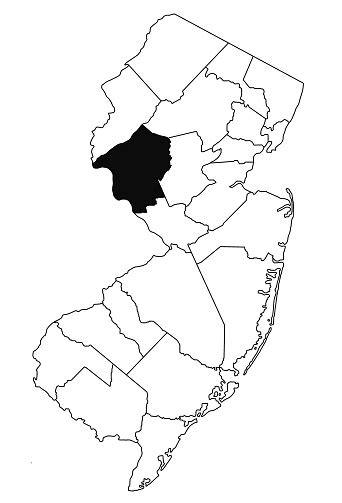 Carte Du Comté De Hunterdon Dans Létat Du New Jersey Sur Fond Blanc