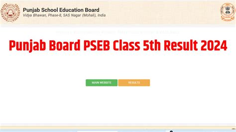 Punjab Board Pseb Class 5th Result 2024 Roll Number Wise Direct Link