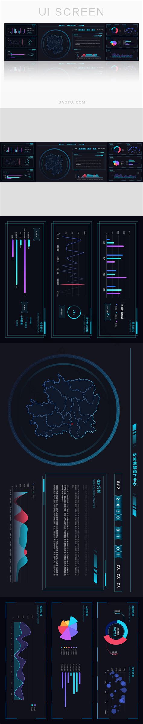 Large Scale Data Visualization Screen Of The Smart Operation Center With A Sense Science And