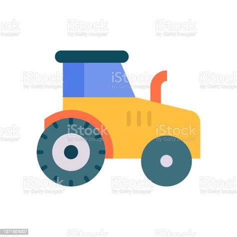 Ilustrasi Desain Ikon Datar Vektor Traktor Simbol Pertanian Dan