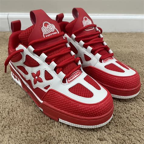 Lv Skates Red Worn Once Comes With White Laces Depop