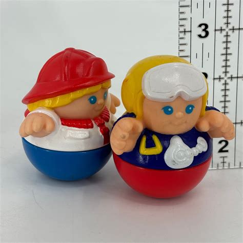 Vintage 1987 Playskool Weeble Wobble Figures Fireman And Pilot Lot Of 2