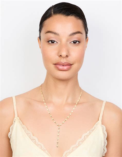 Gold Plated Round Diamante Chain Y Necklace Lovisa