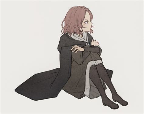 Safebooru 1girl Black Cape Black Footwear Boots Brown Dress Brown
