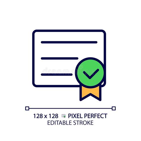 Diploma With Check Mark Pixel Perfect RGB Color Icon Stock Vector