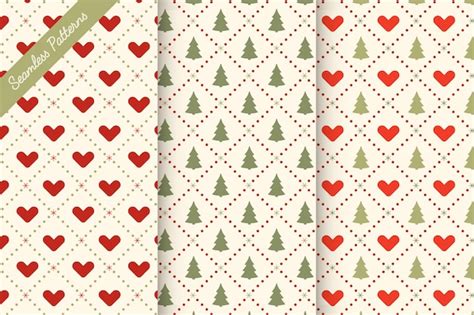 Conjunto De Tres Patrones Sin Fisuras De Navidad Vector Premium