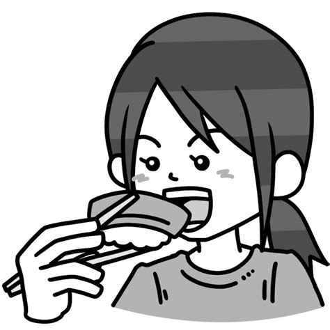 寿司を箸で食べる女性 イラストせんせい使いやすいフリー素材集