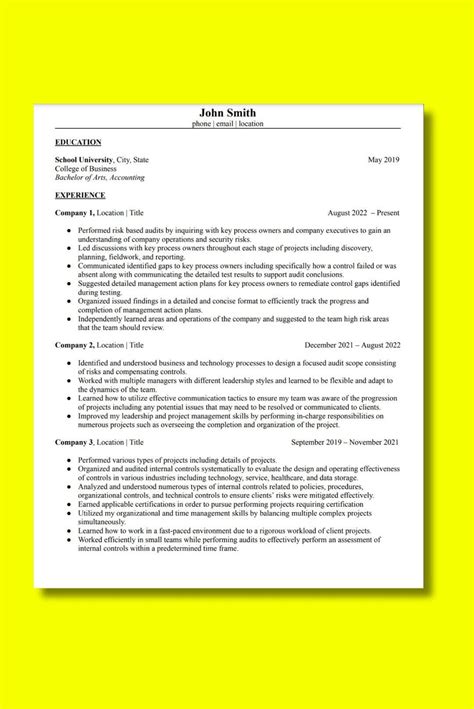 Concise Professional Business Resume Template Accounting Finance
