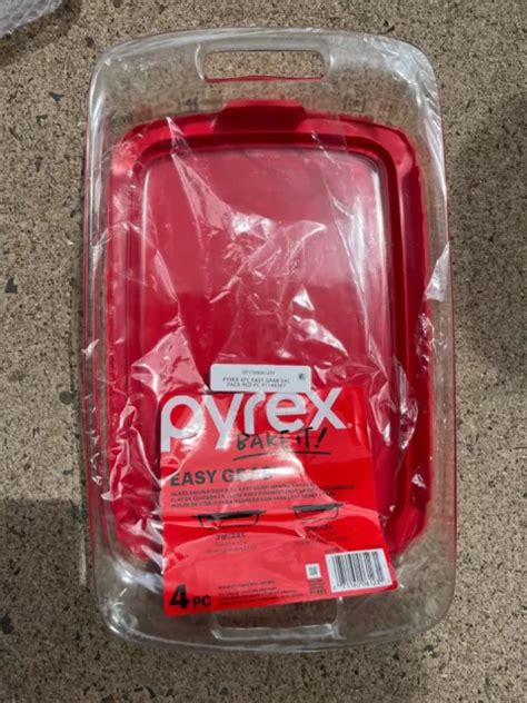 Pyrex Easy Grab 2 Piece Rectangular Glass Bakeware Set With Red Lid £11