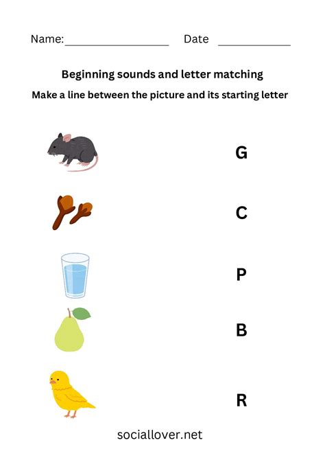 Match The Beginning Sounds Worksheets