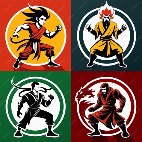 Martial Arts Character Icons Unique Kung Fu And Karate Fighter Designs