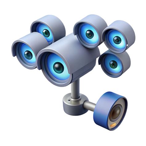 Splendid Dramatic Artistic Advanced Surveillance Camera With Multiple Lenses No Background With