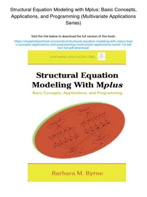 Structural Equation Modeling With Mplus Basic Concepts Applications