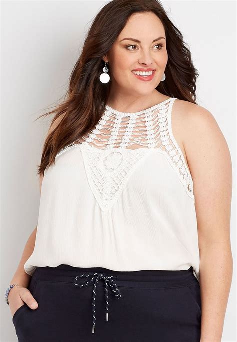Plus Size White Crochet Halter Neck Tank Top White Crochet Crochet