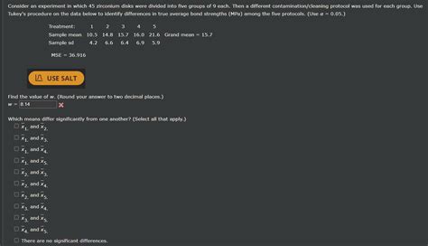 solved tukey s procedure on the data below to identify
