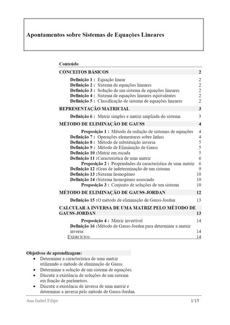 Exercicios De Algebra Linear Docsity