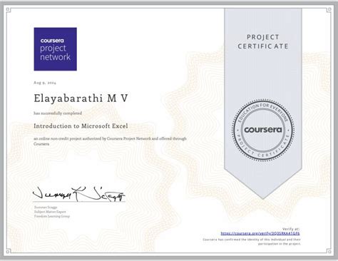 Completed Ms Excel Course On Coursera Elayabarathi M V Posted On The Topic Linkedin