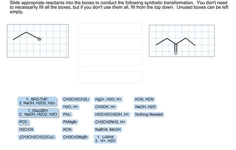 solved slide appropriate reactants into the boxes to conduct