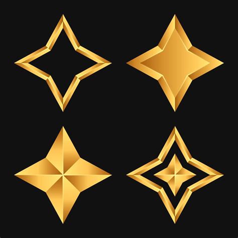 Golden Four Point Stars Vector Set 20277127 Vector Art At Vecteezy