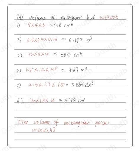 Solved A Directions Give The Cubic Unit Of Measure Used In The