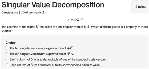 Solved Singular Value Decomposition Consider The Svd Of The