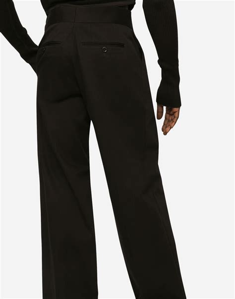 Pantalón De Algodón Elástico Con Placa Con Logotipo En Negro De Hombre