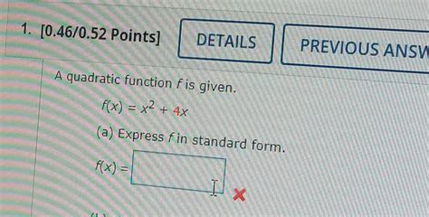 Solved A Quadratic Function F Is Given F X −x2 8x 4 A