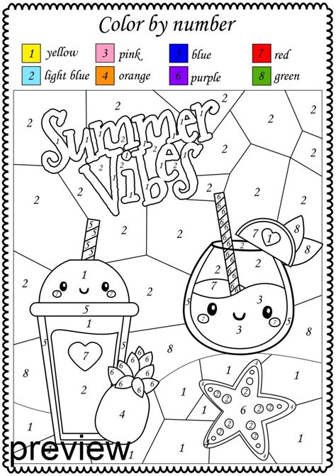 Summer Color By Number Printables
