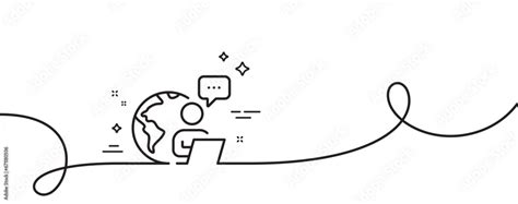 Outsource Work Line Icon Continuous One Line With Curl Freelance Job Sign Remote Employee