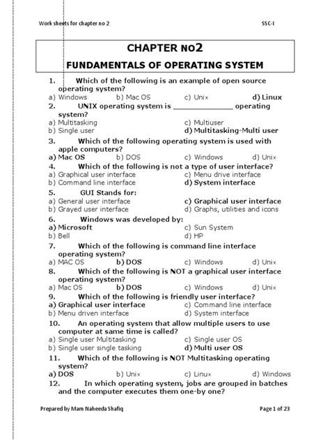 Computer Chapter 2 Worksheets No 2 Class Ix Pdf Operating System