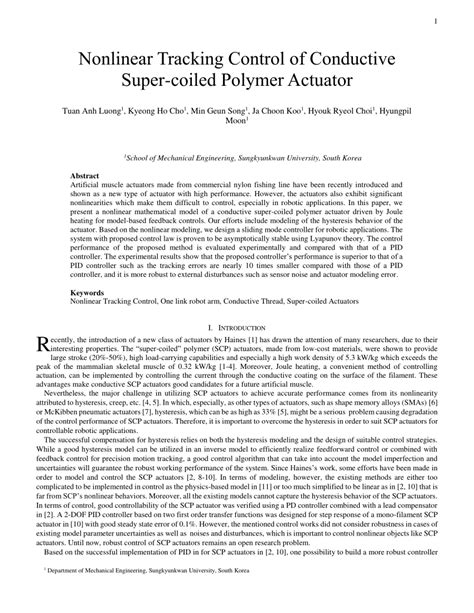 Pdf Nonlinear Tracking Control Of A Conductive Supercoiled Polymer Actuator