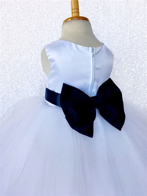 Christmas Easter Winter Navy Blue Satin Bow White Layer Etsy