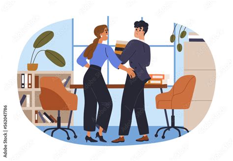 Vecteur Stock Workplace Harassment Sexual Abuse Violence In Office