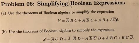 Solved Problem 06 Simplifying Boolean Expressions A Use